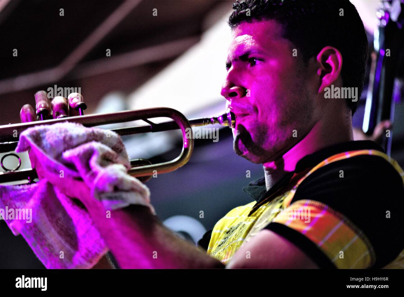 Man playing the trombone at a club in Havana, Cuba Stock Photo - Alamy