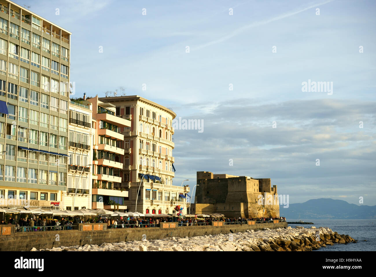 Naples, Italy, via Caracciolo and Castel dell'ovo Stock Photo - Alamy