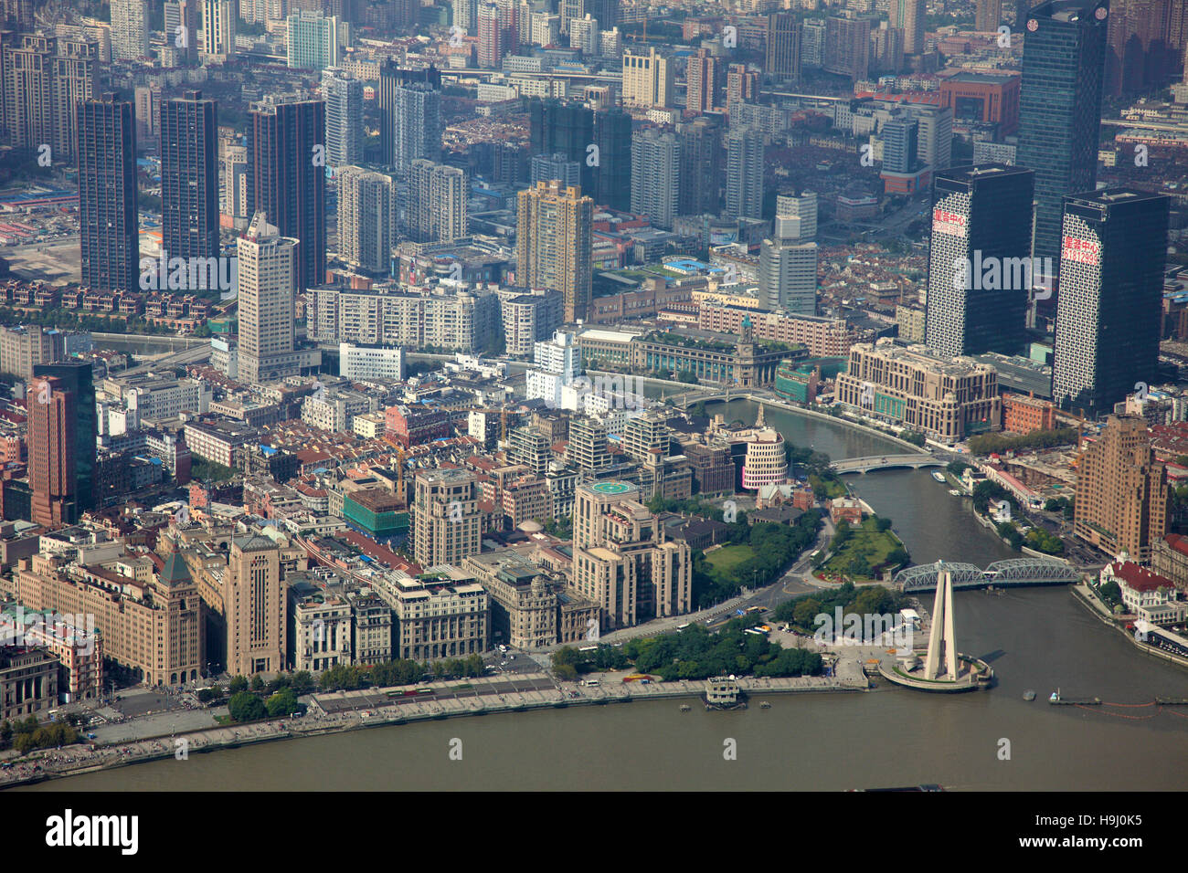 China, Shanghai, The Bund, aerial view Stock Photo - Alamy
