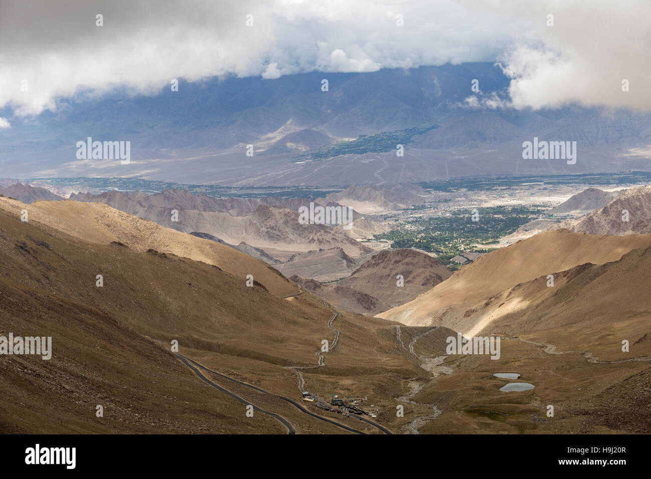 View of the Leh Valley from the Khardung La Road, said to be the ...