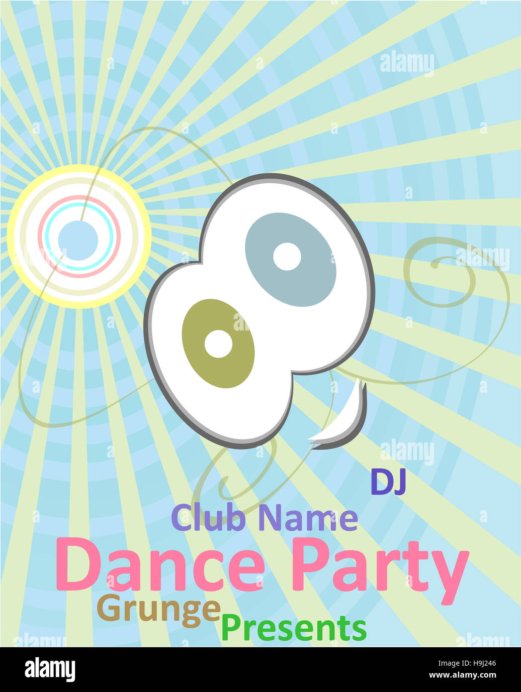 Vertical music party background with colorful graphic elements and text ...