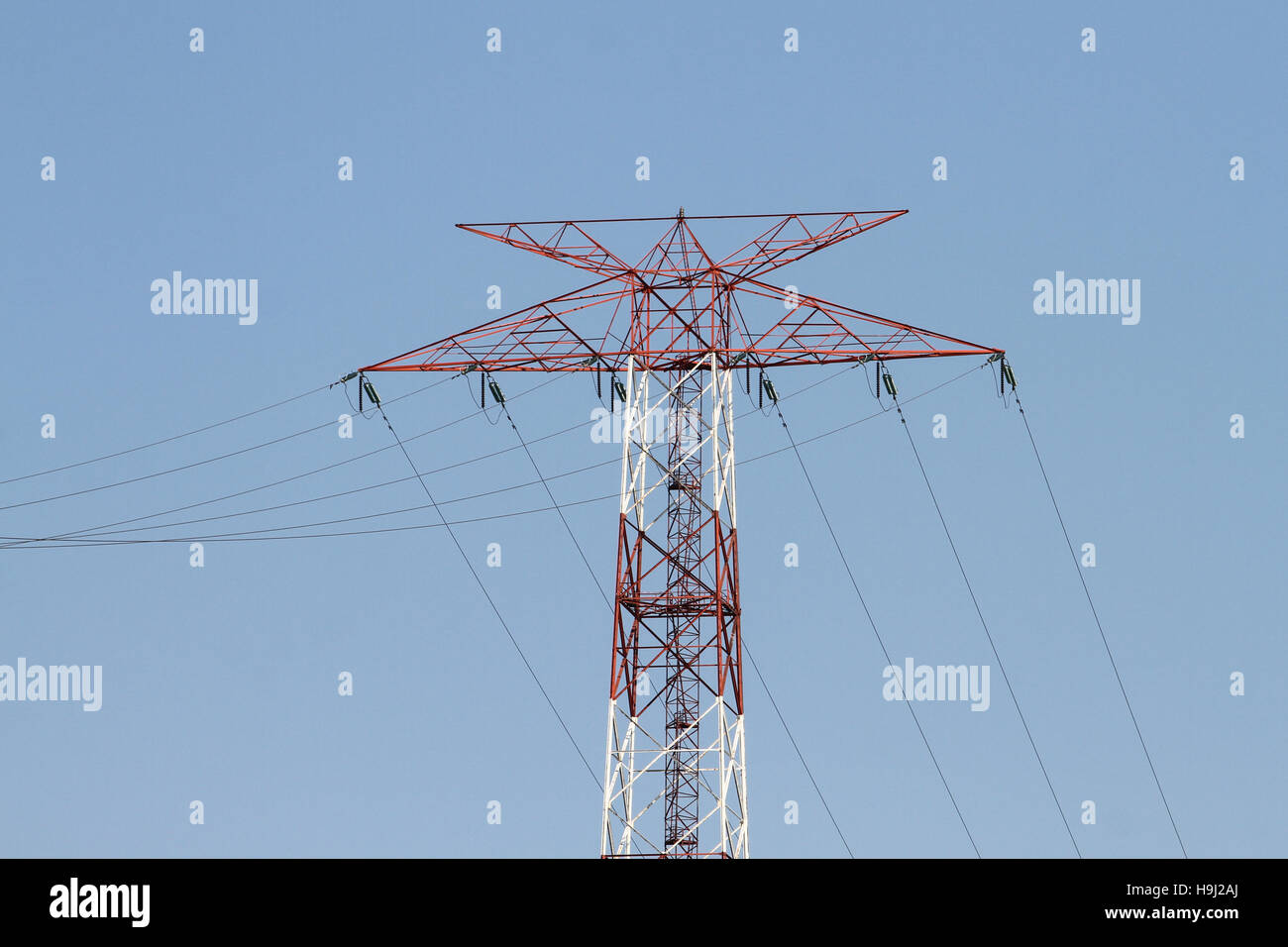 Red and White High Voltage Electric Pole Stock Photo - Alamy