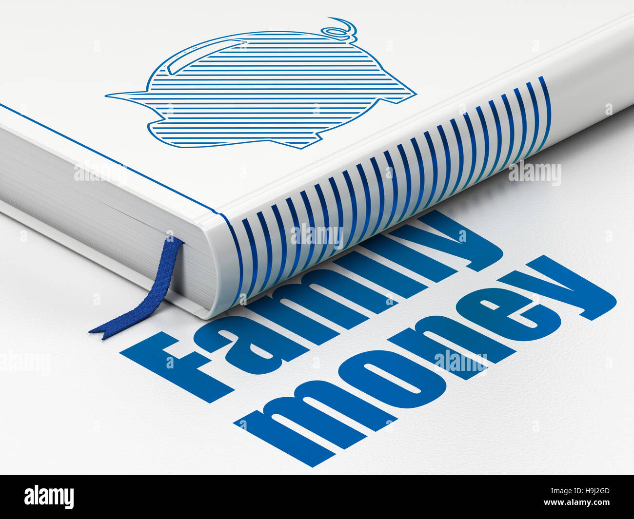 Currency concept: book Money Box, Family Money on white background ...