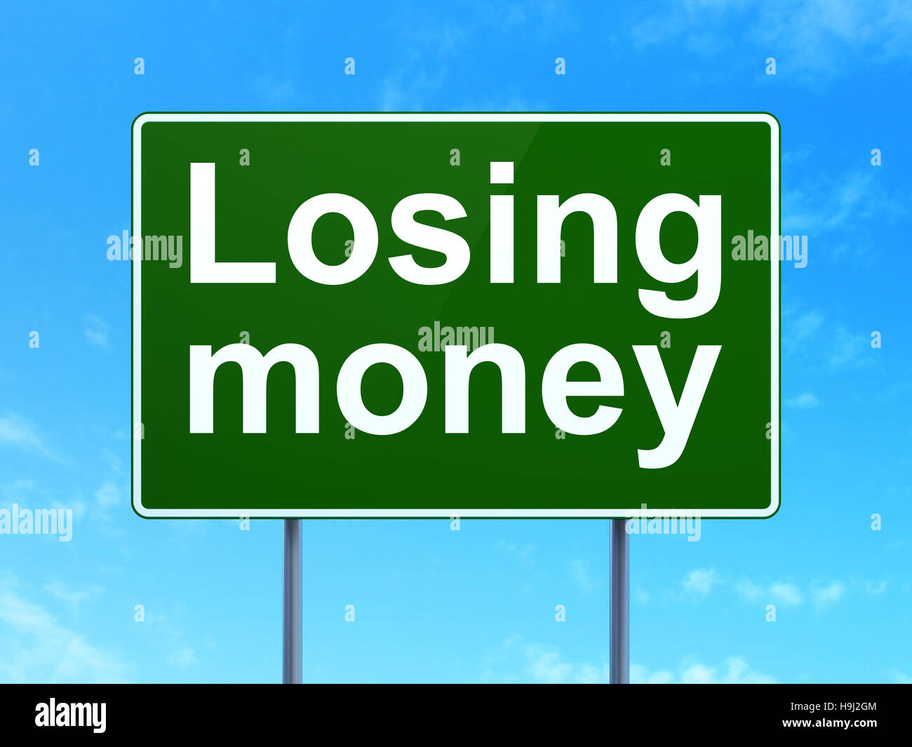 Currency concept: Losing Money on road sign background Stock Photo - Alamy