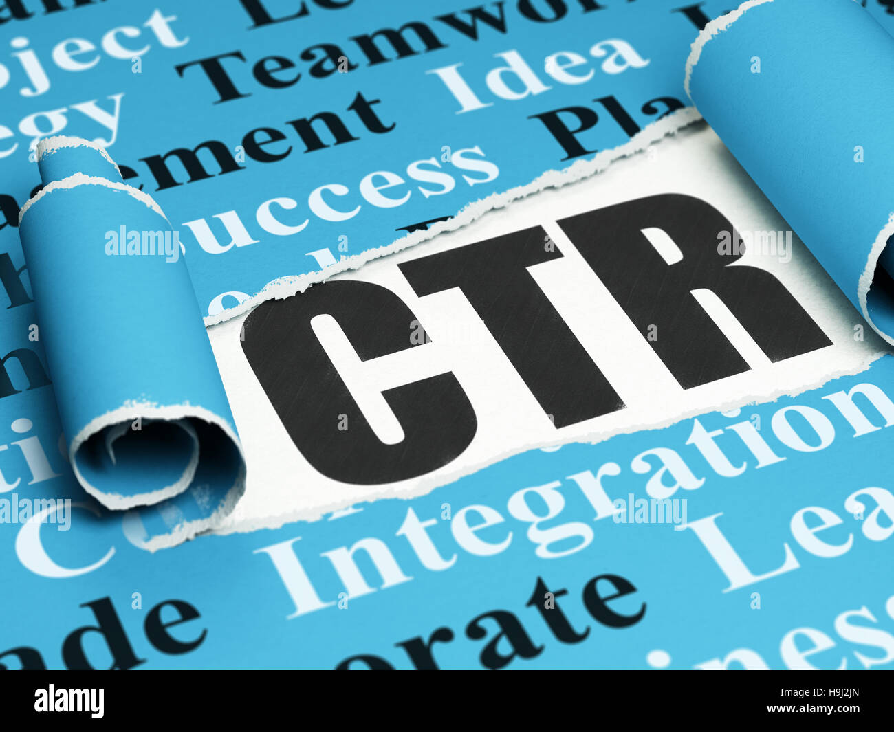 Business concept: black text CTR under the piece of torn paper Stock ...