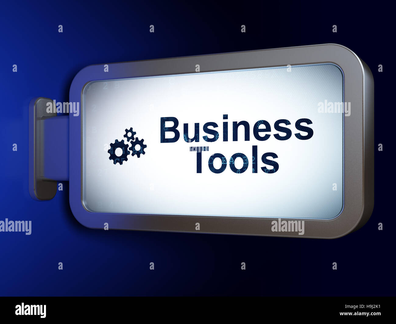 Business concept: Business Tools and Gears on billboard background ...