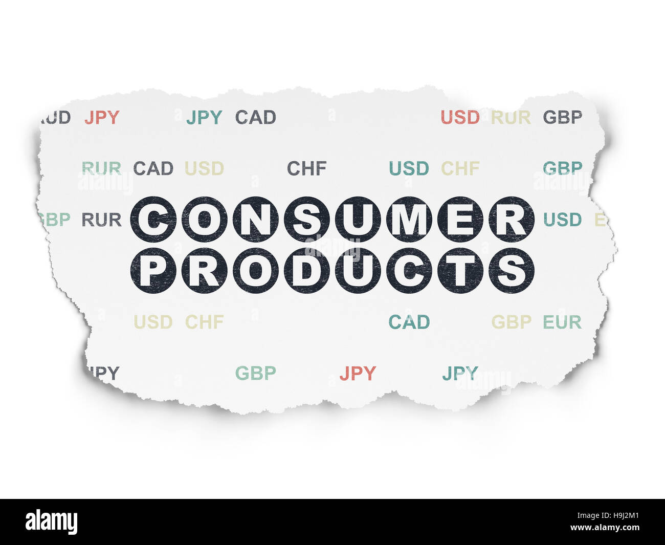 Finance concept: Consumer Products on Torn Paper background Stock Photo ...