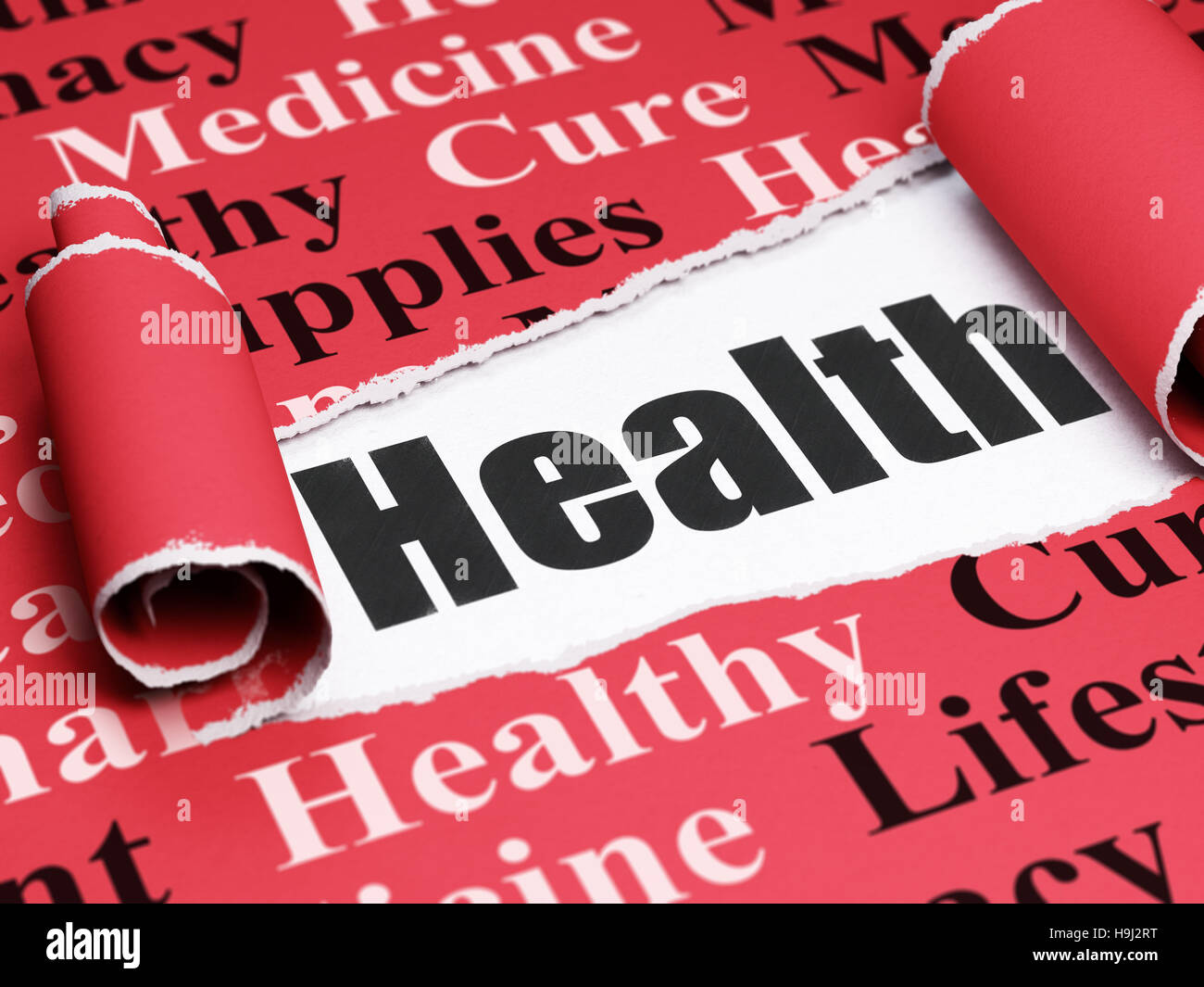 Medicine concept: black text Health under the piece of torn paper Stock ...