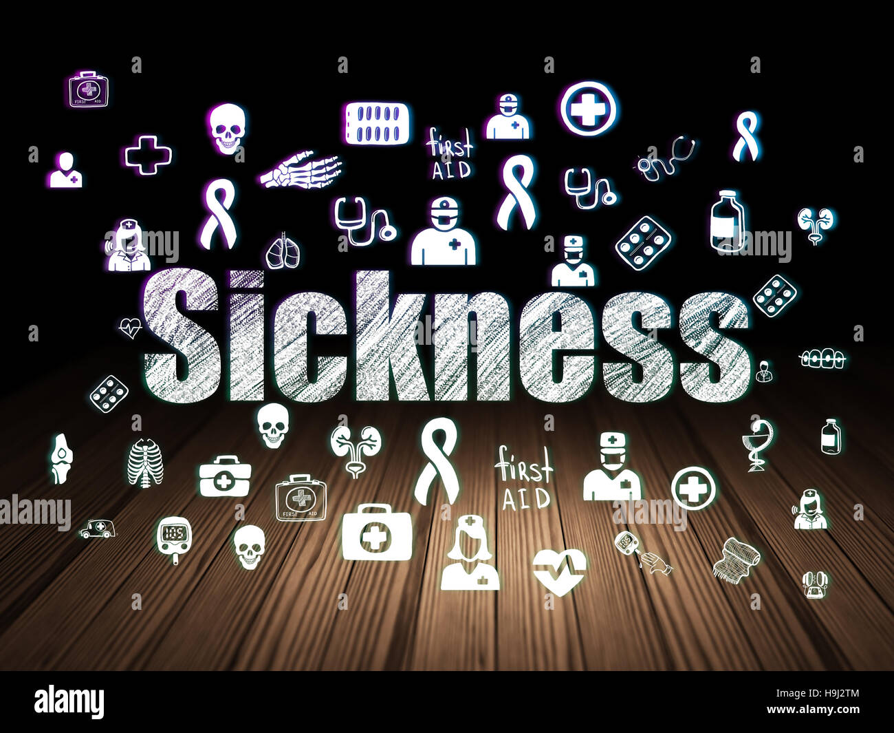Health concept: Sickness in grunge dark room Stock Photo - Alamy