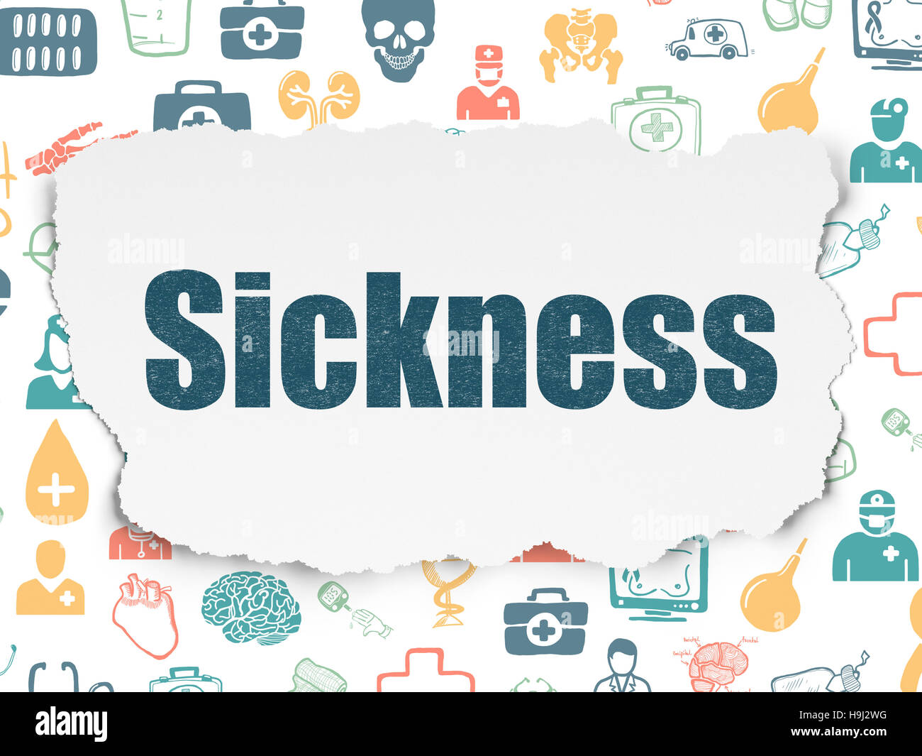 Healthcare concept: Sickness on Torn Paper background Stock Photo - Alamy