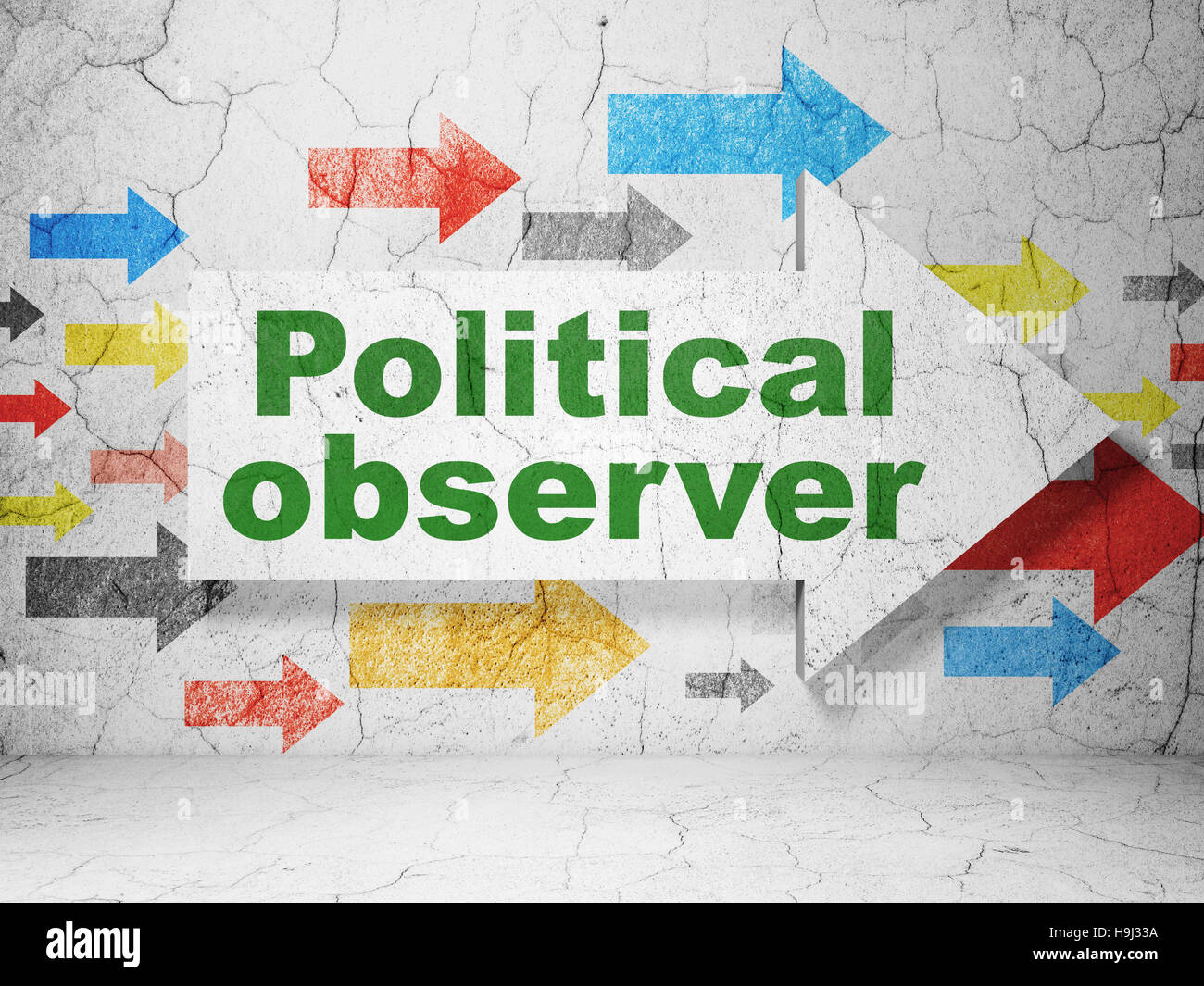 Politics concept: arrow with Political Observer on grunge wall ...