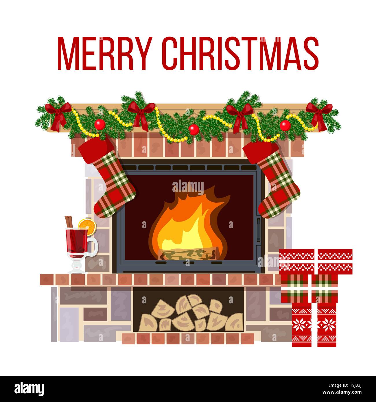 Cozy room interior christmas Cut Out Stock Images & Pictures - Alamy