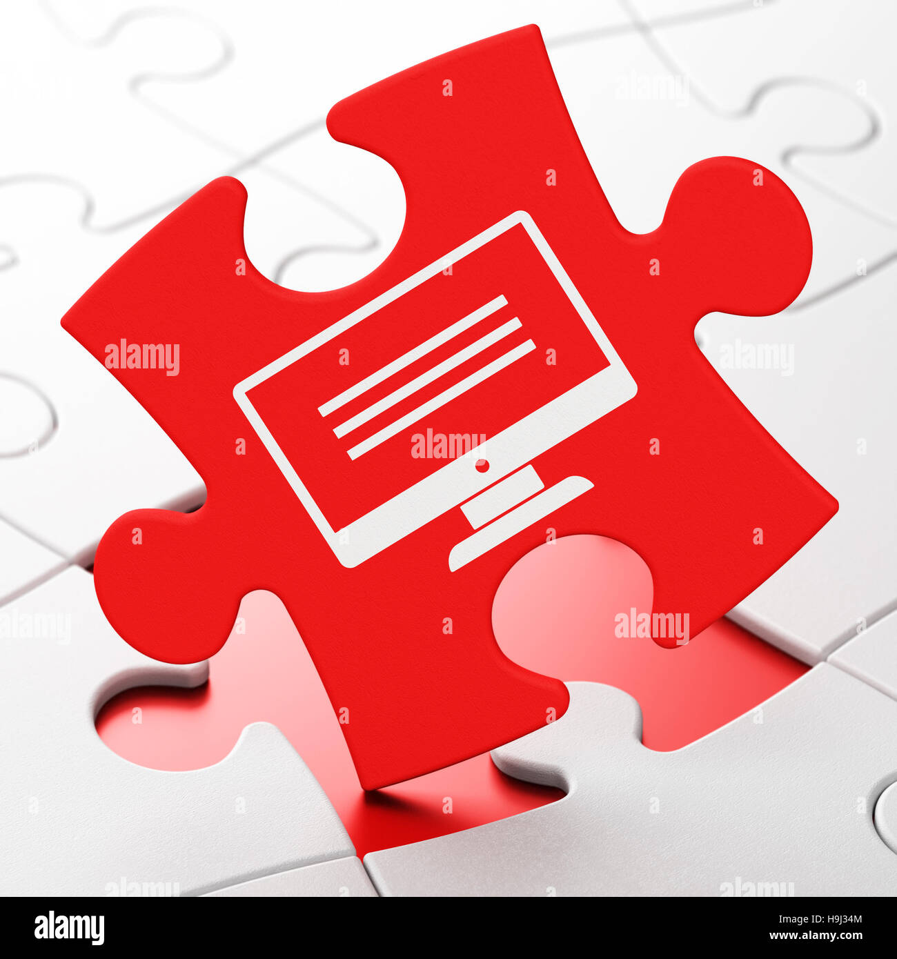 Database concept: Monitor on puzzle background Stock Photo - Alamy