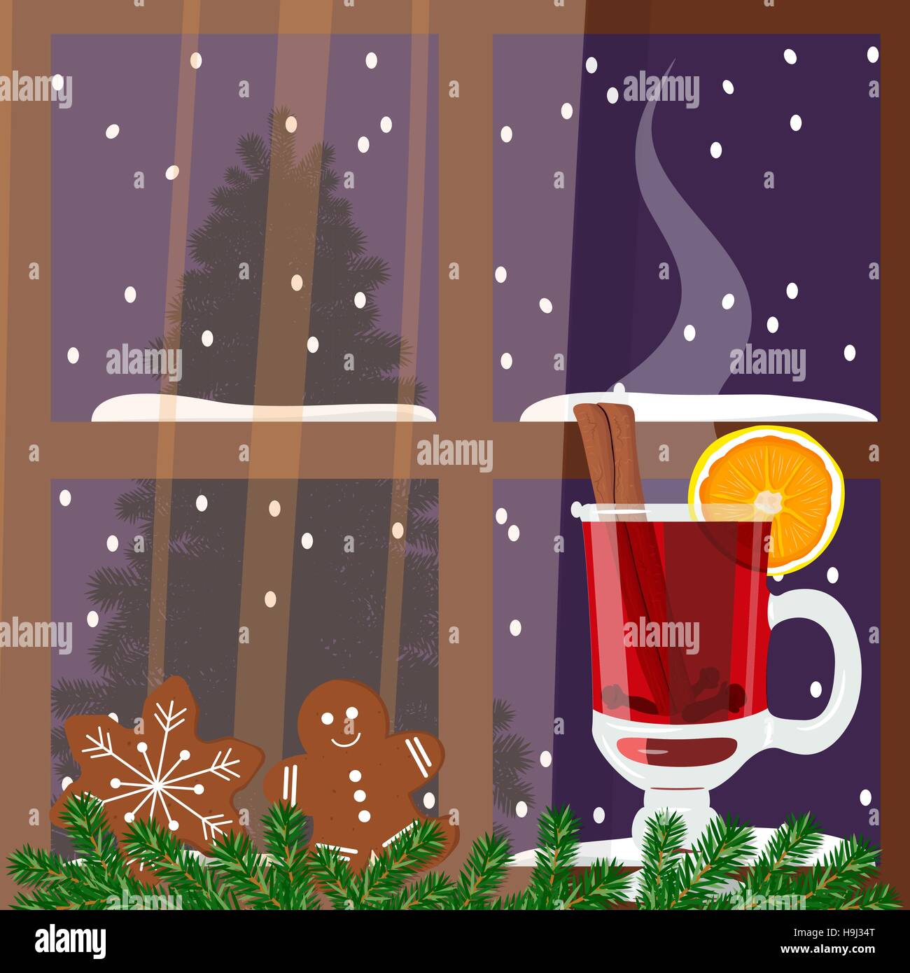 Window decorated christmas new Stock Vector Images - Alamy