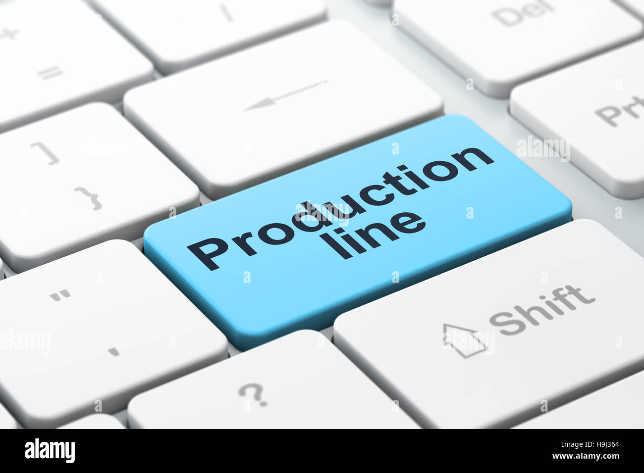 Manufacuring concept: Production Line on computer keyboard background ...