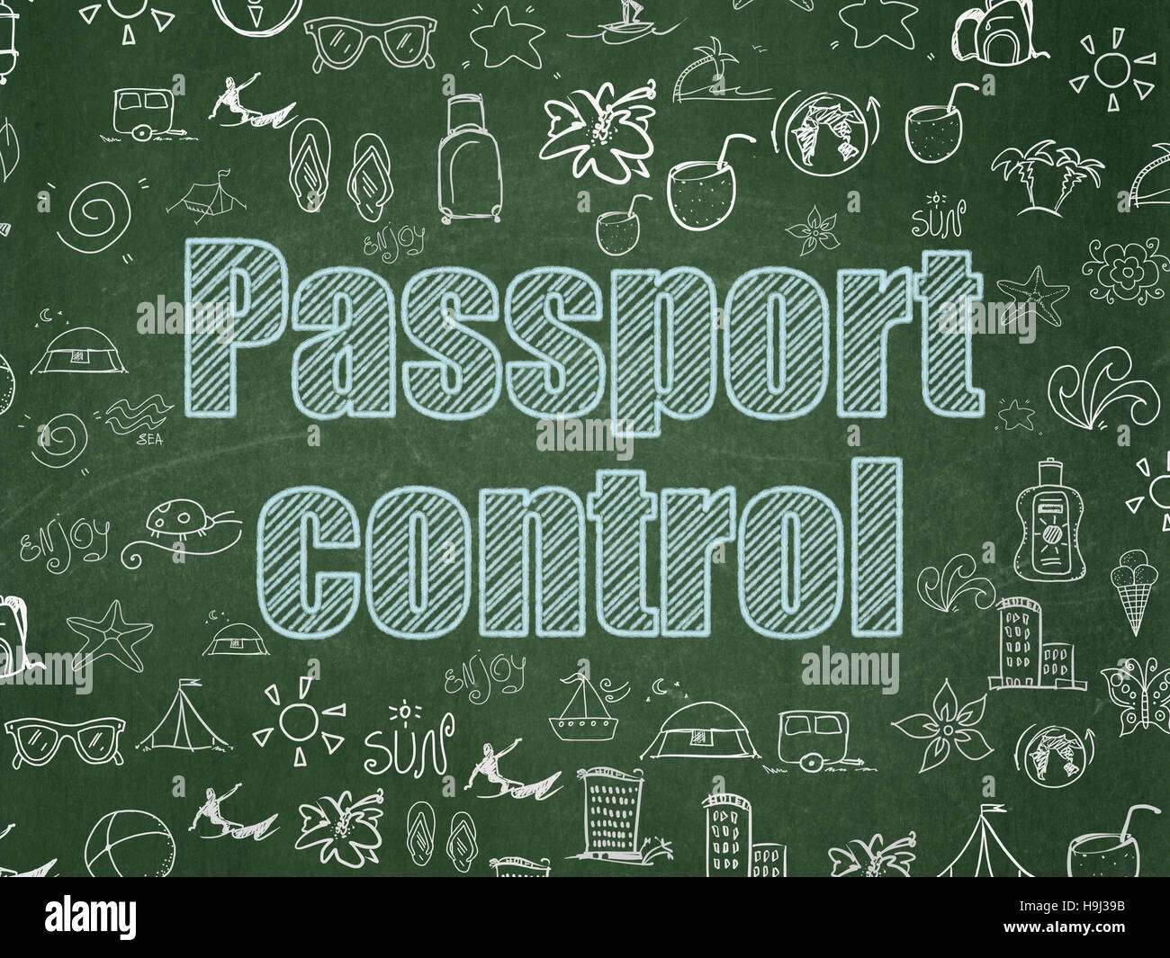 Travel concept: Passport Control on School board background Stock Photo ...