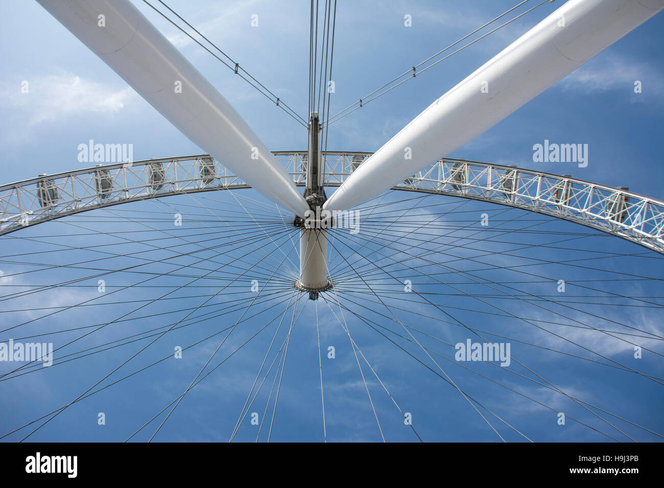 View from underneath the London Eye, looking straight up Stock Photo ...