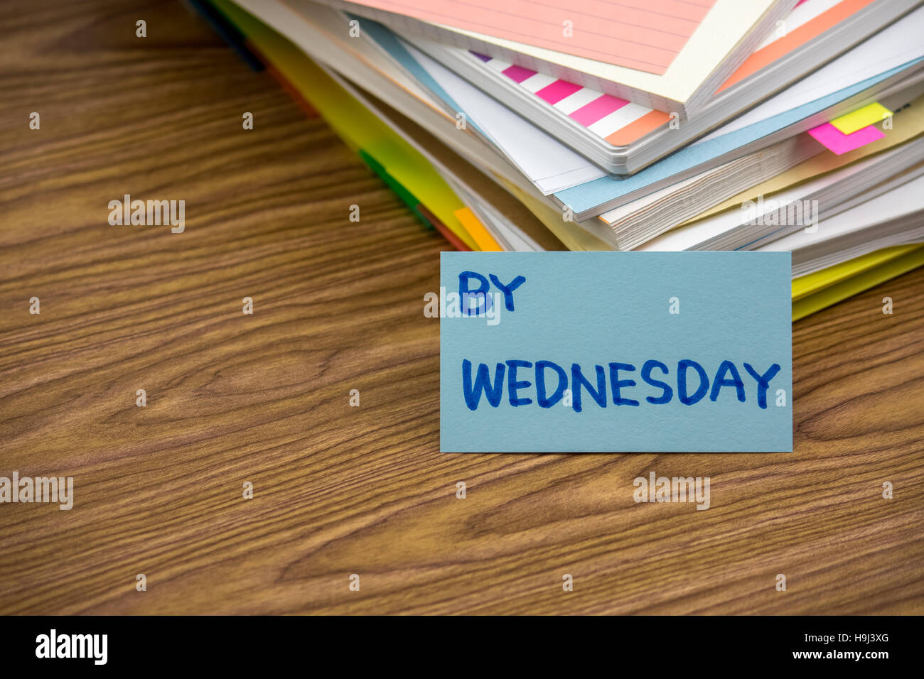By Wednesday; The Pile of Business Documents on the Desk Stock Photo ...