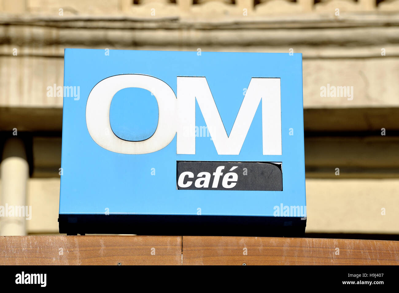 Light box with the logo of the OM football club, Olympic Marseille on ...