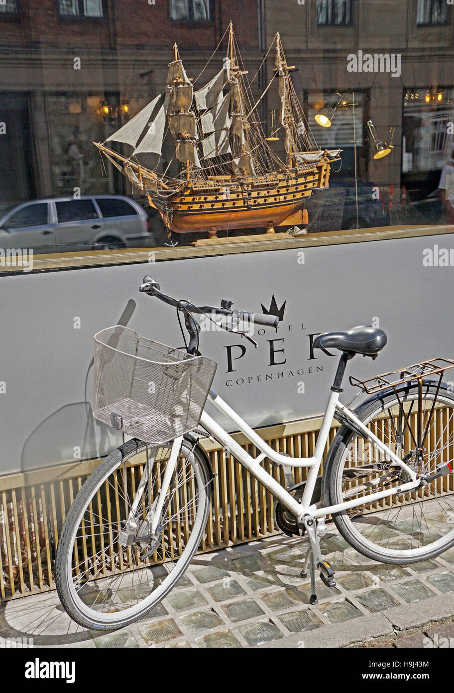 Bicycle at Hotel Opera near Nyhavn in Copenhagen, Denmark Stock Photo ...