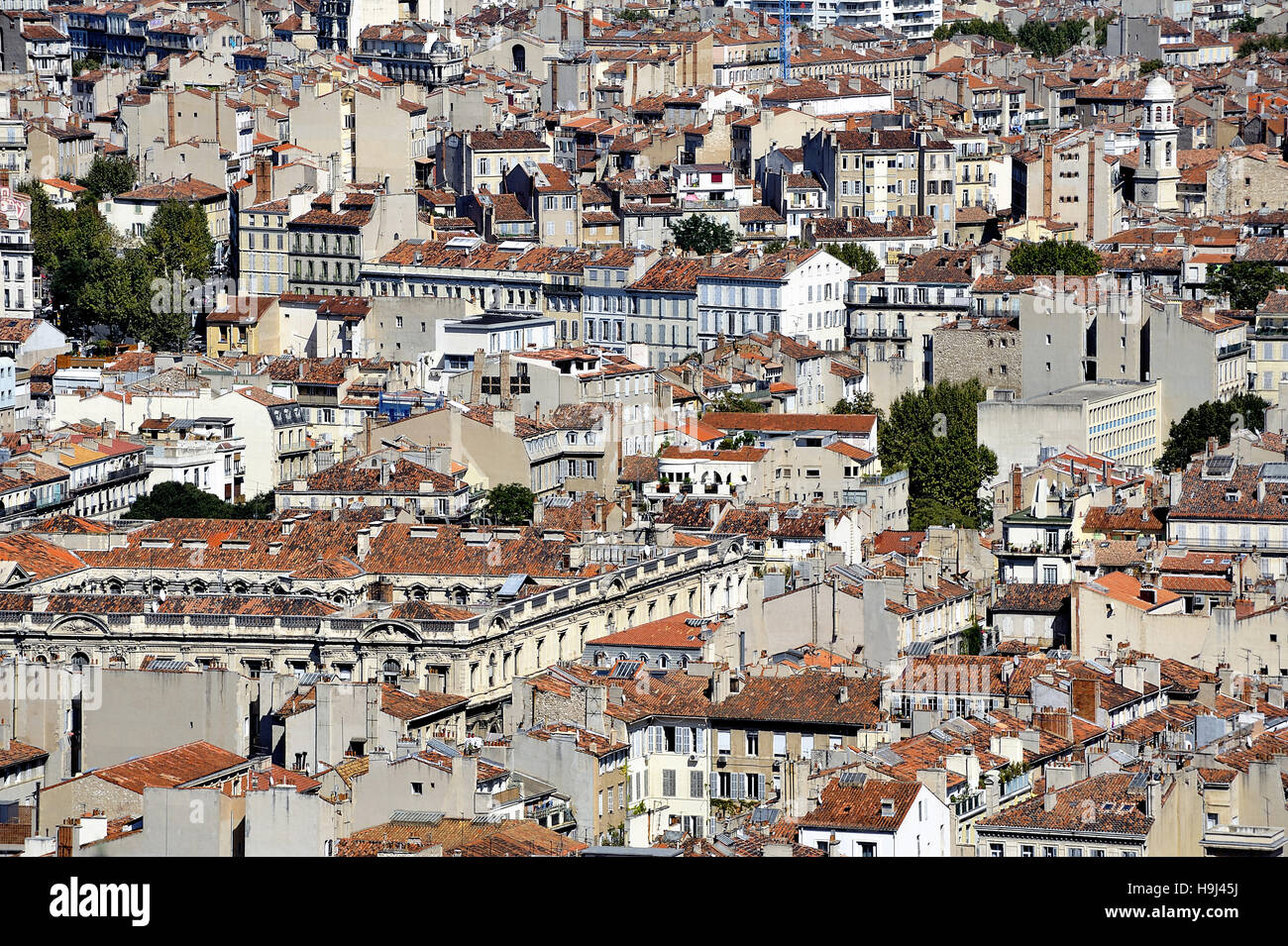 Aerial view of Marseille was taken from the top of Notre Dame de la ...