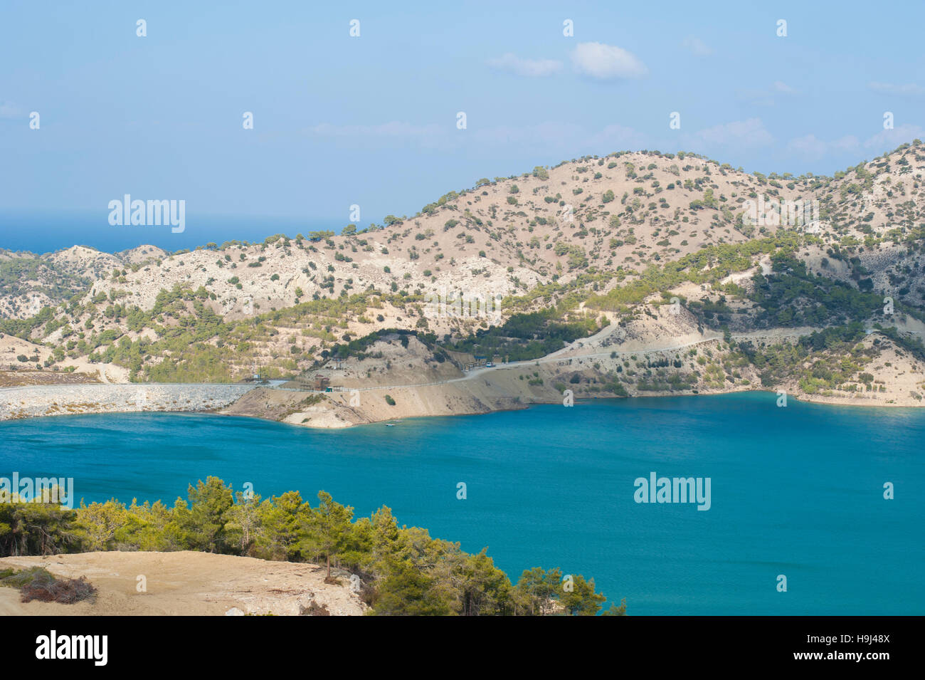 Drinking and irrigation water reservoir near Geçitköy, Cyprus. The ...