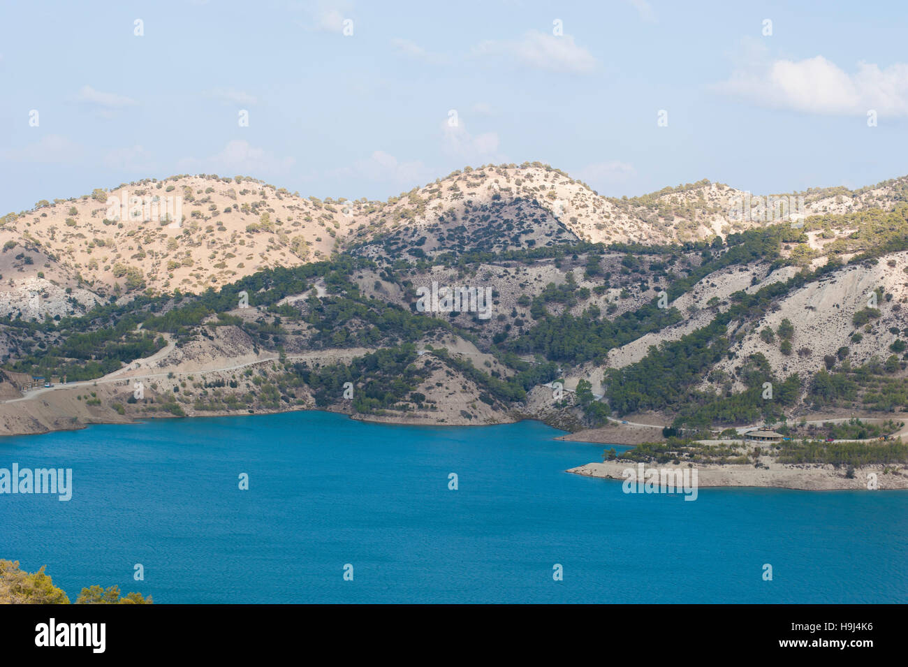 Drinking and irrigation water reservoir near Geçitköy, Cyprus. The ...