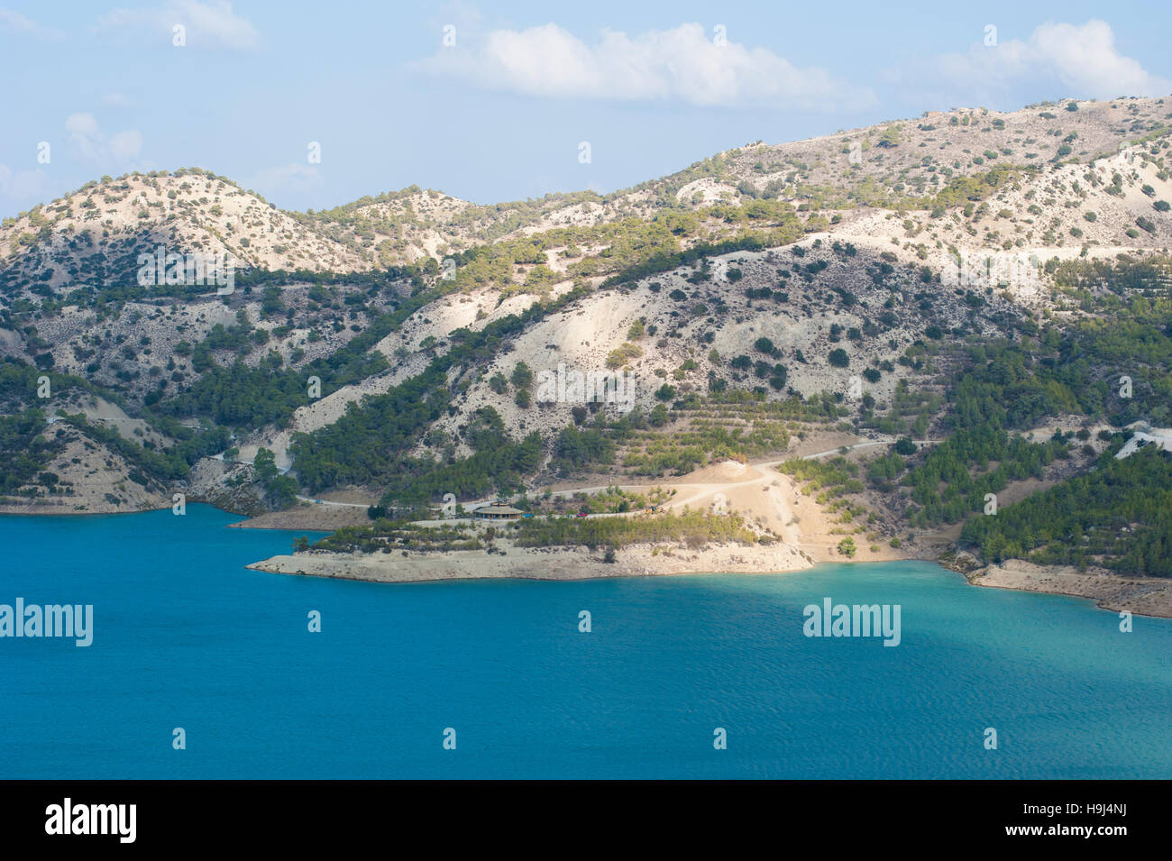 Drinking and irrigation water reservoir near Geçitköy, Cyprus. The ...