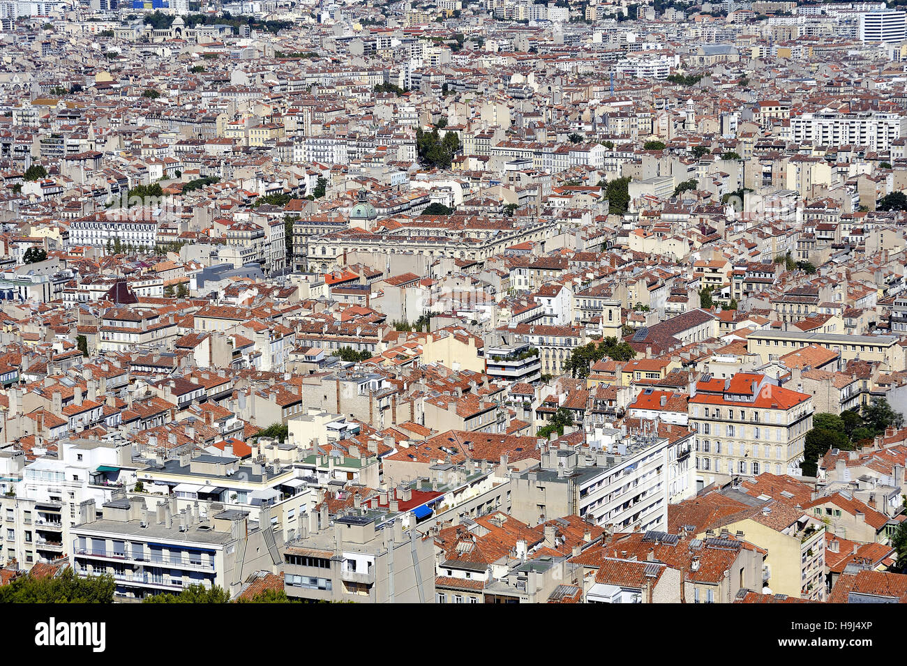 Aerial view of Marseille was taken from the top of Notre Dame de la ...