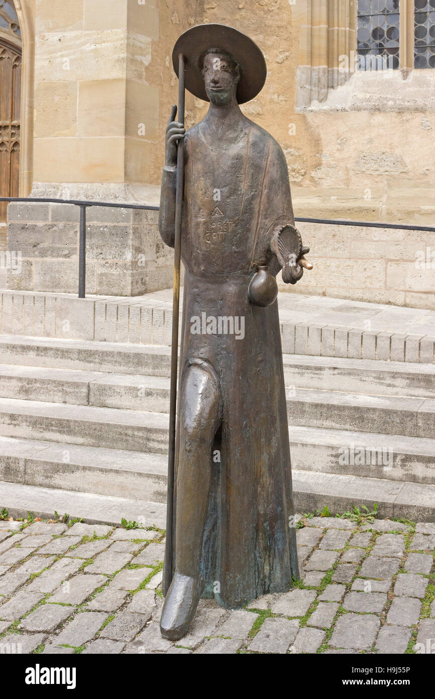 statue outside the church, old town, Rothenburg ob der Tauber, Central ...