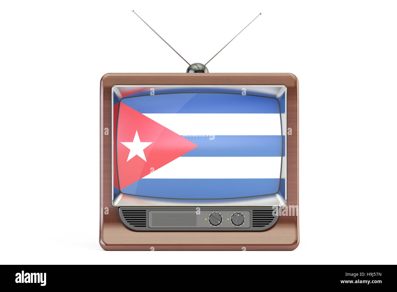 old tv with flag of Cuba. Cuban Television concept, 3D rendering Stock ...