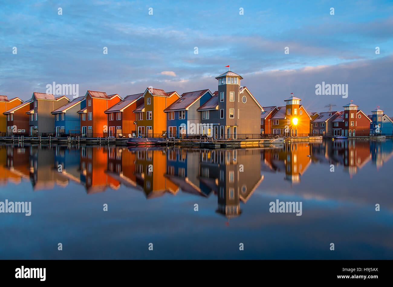 Colourful houses reitdiephaven groningen netherlands hi-res stock ...