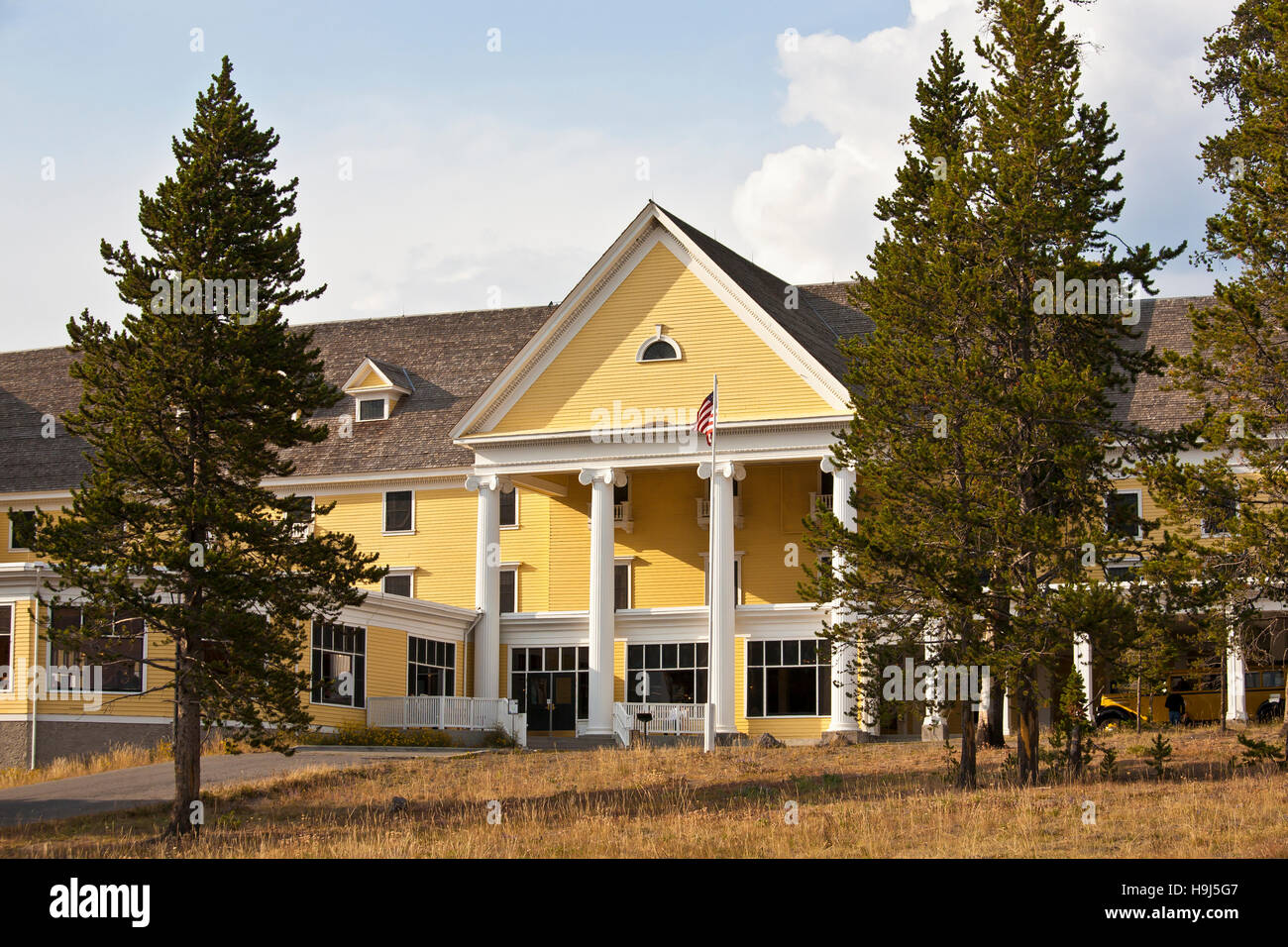 Lake Hotel at Yellowstone Lake in Yellowstone National Park, Wyoming US ...
