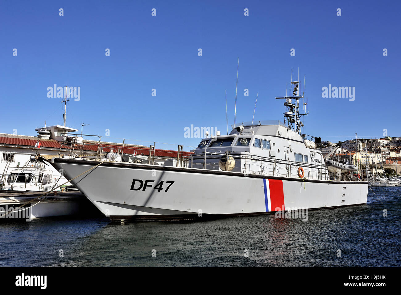 French customs boat docked in the Old Port of Marseille Stock Photo - Alamy