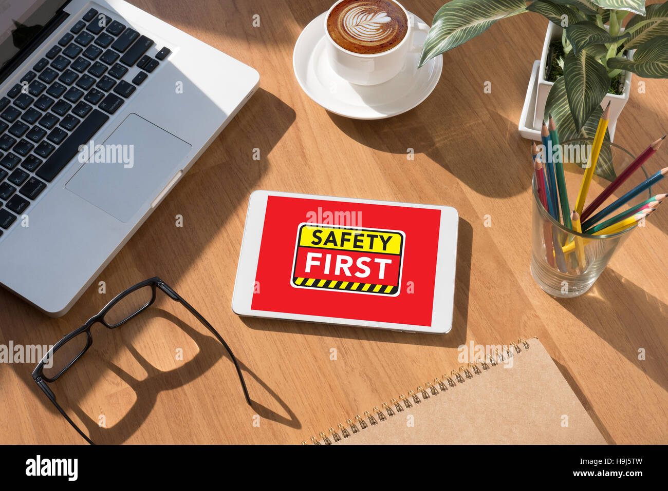 Safety First Warning concect Stock Photo - Alamy