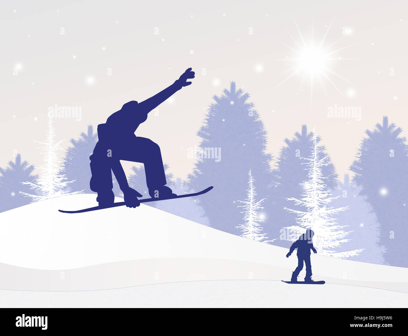 Jumping snowboarder silhouette hi-res stock photography and images - Alamy