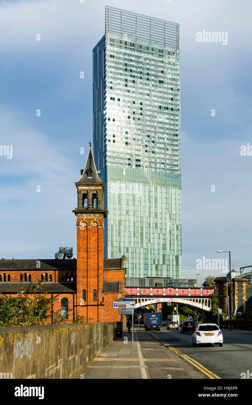 The Beetham Tower and the former Castlefield Congregational Chapel ...