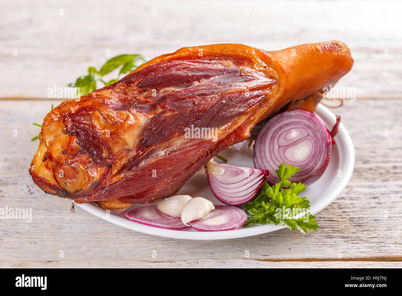 Smoked pork knuckle Stock Photo - Alamy