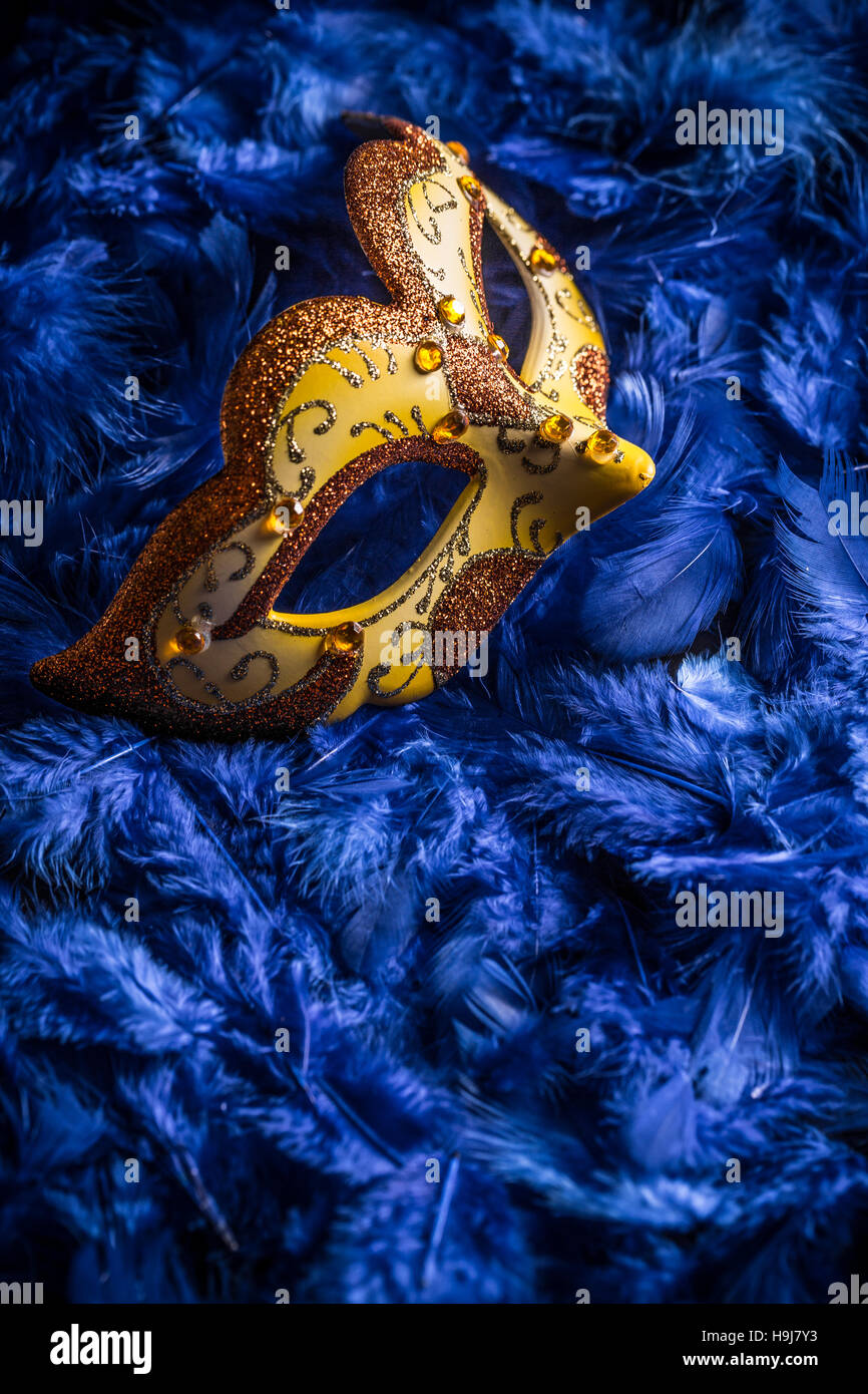 Carnival blue mask with feather hi-res stock photography and images - Alamy