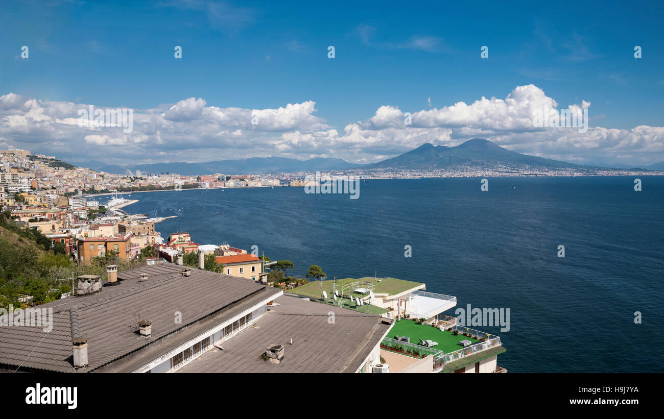 beautiful panorama of Bay of Naples and mount Vesuvius, Naples ...
