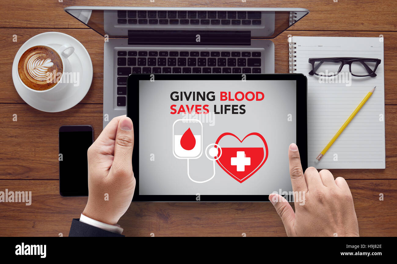 GIVING BLOOD SAVES LIFES Blood Donation Give Life Stock Photo - Alamy