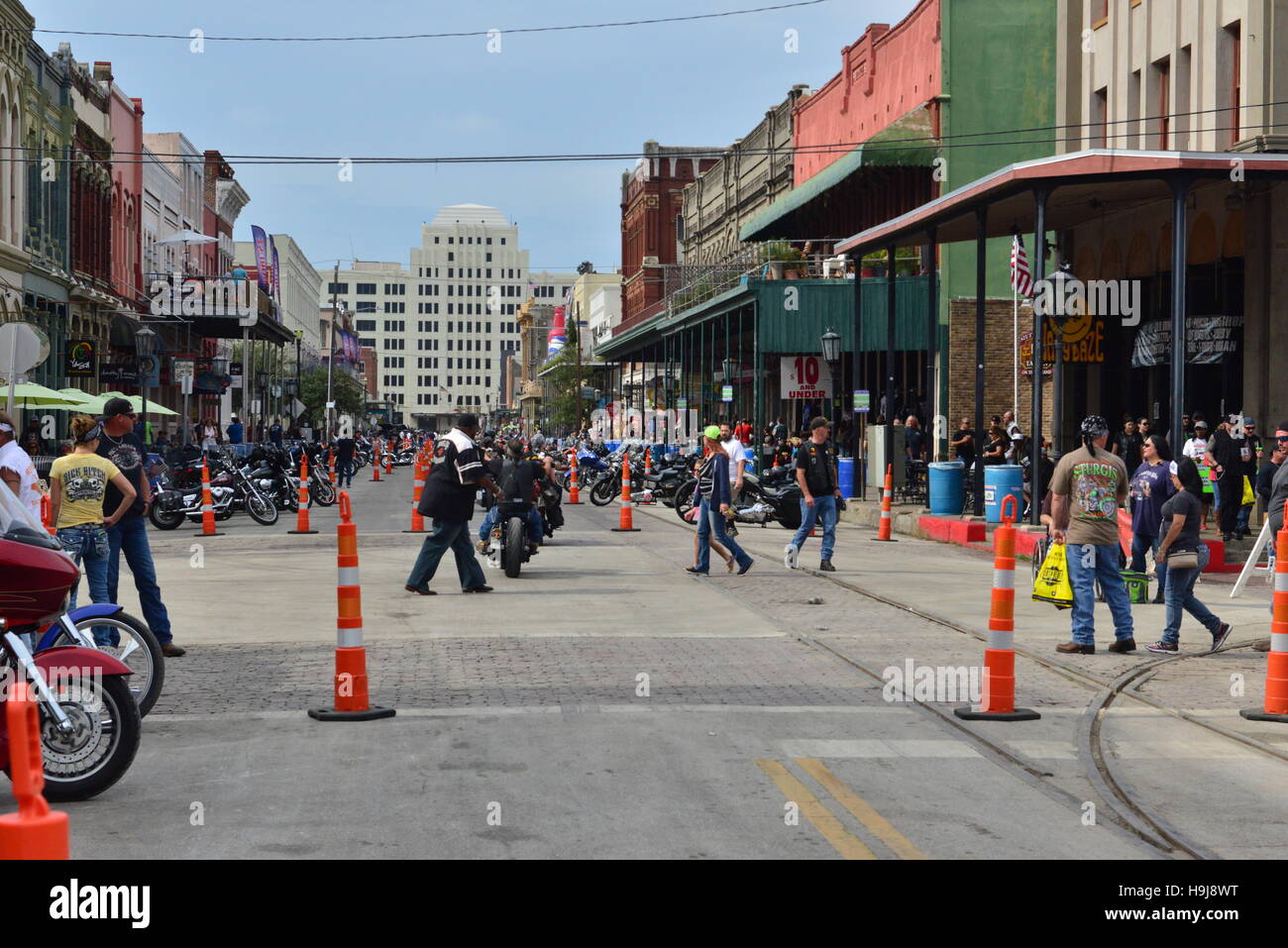 Motorcycle rally at The Strand in Galveston, Texas Stock Photo - Alamy