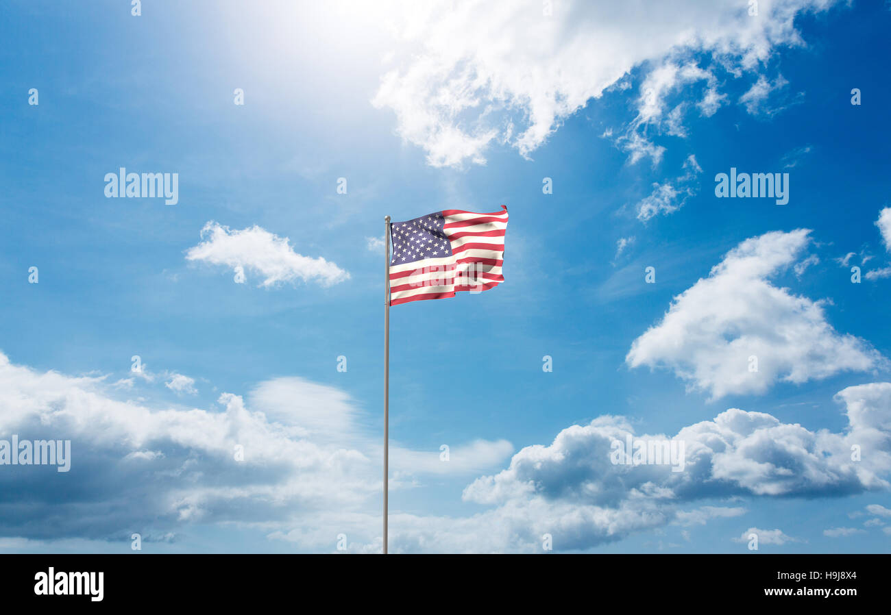 American flag on light pole hi-res stock photography and images - Alamy