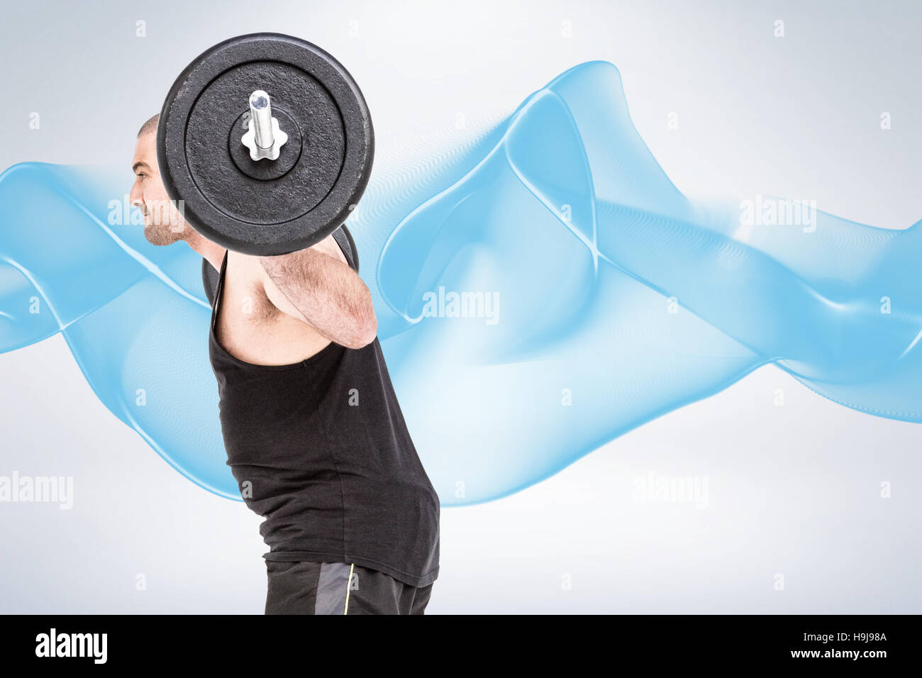 Composite image of bodybuilder lifting heavy barbell weights Stock ...