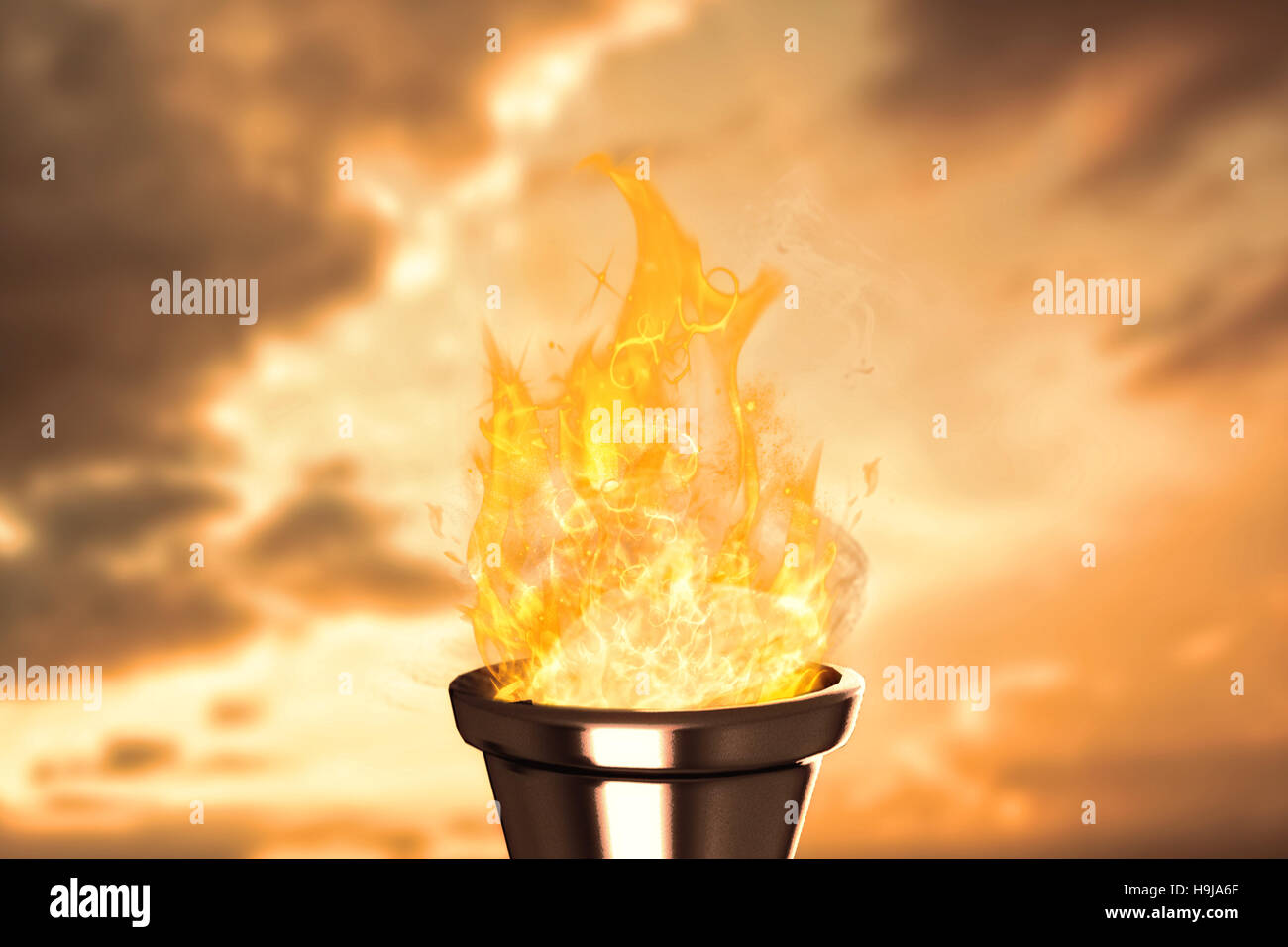 Composite image of the olympic fire Stock Photo - Alamy