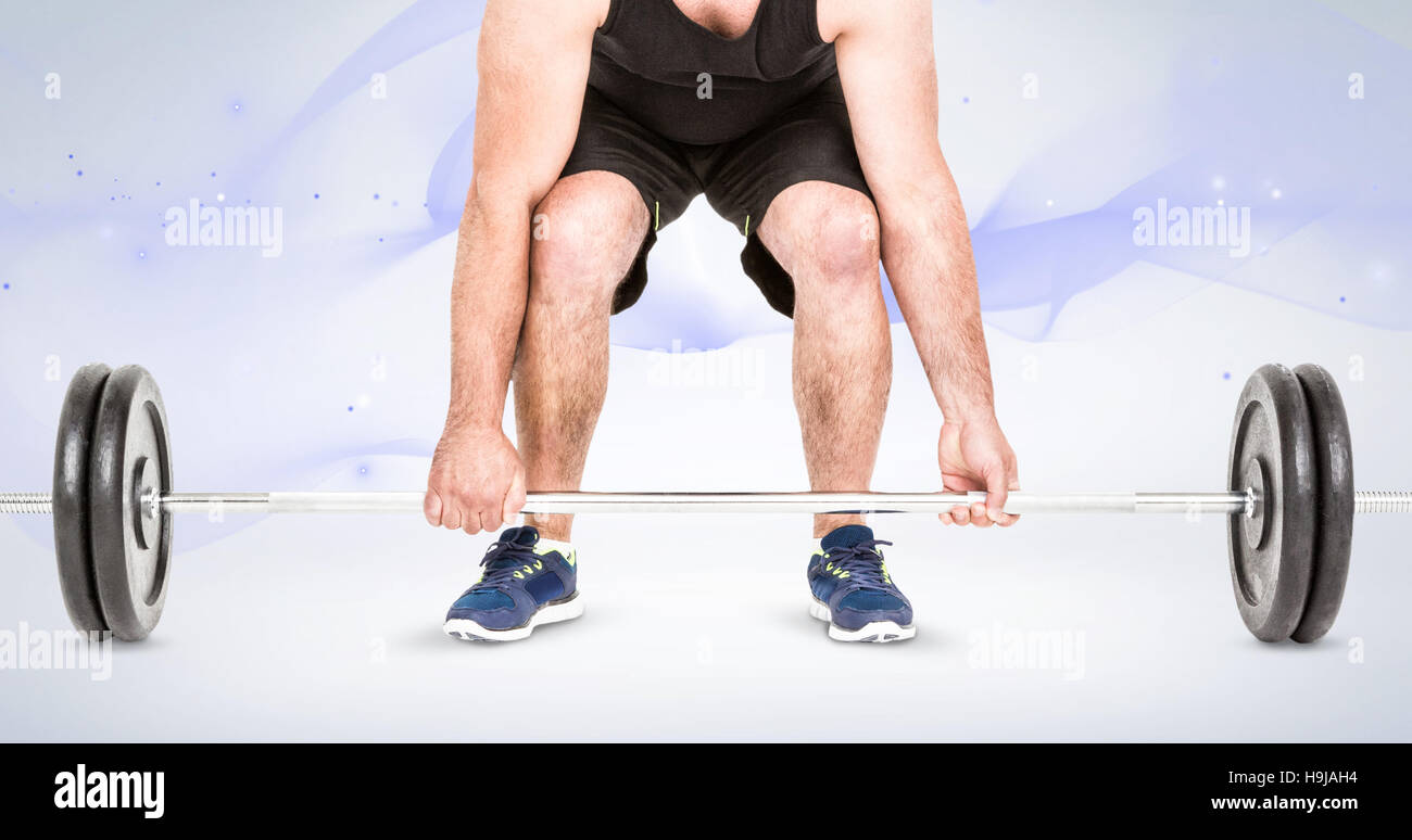 Composite image of bodybuilder lifting heavy barbell weights Stock ...