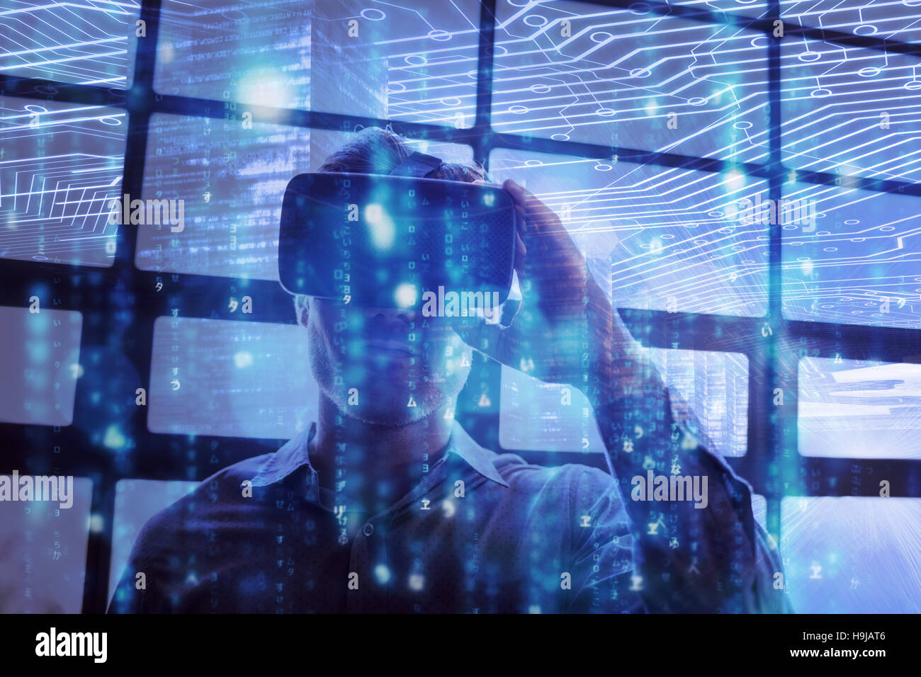 Composite image of blue and red technology interface Stock Photo - Alamy