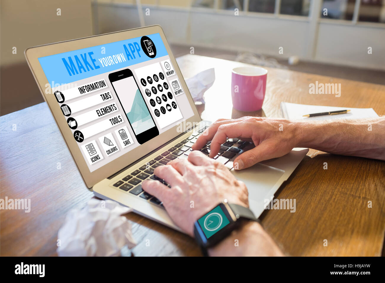 Composite image of make your own app smartphone Stock Photo - Alamy