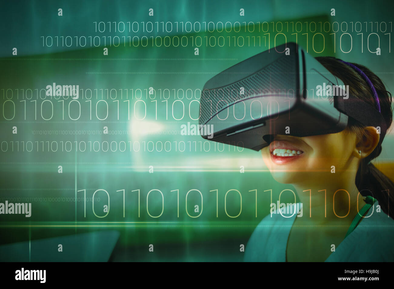 Composite image of blue technology design with binary code Stock Photo ...