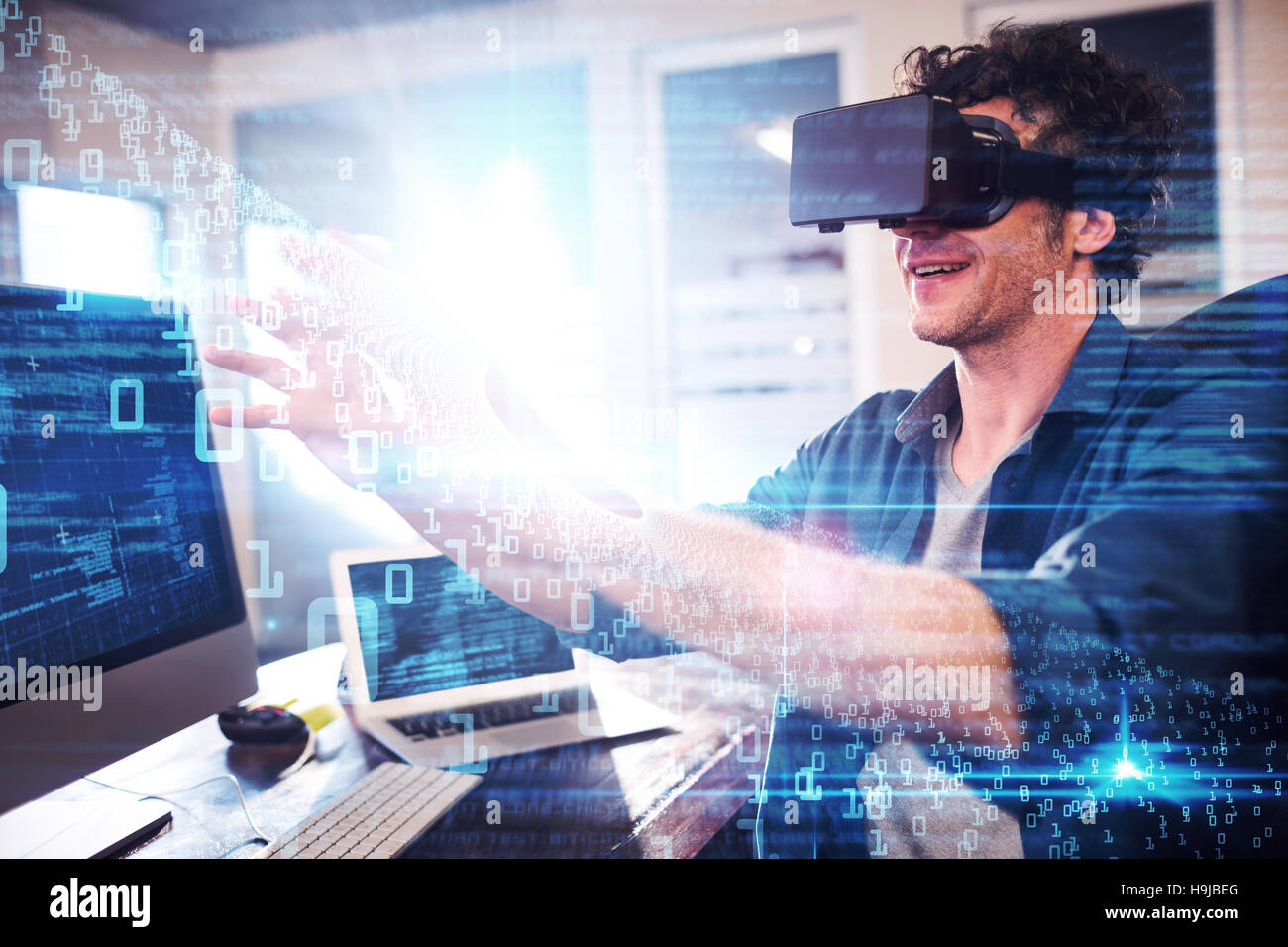 Composite image of blue and red technology interface Stock Photo - Alamy